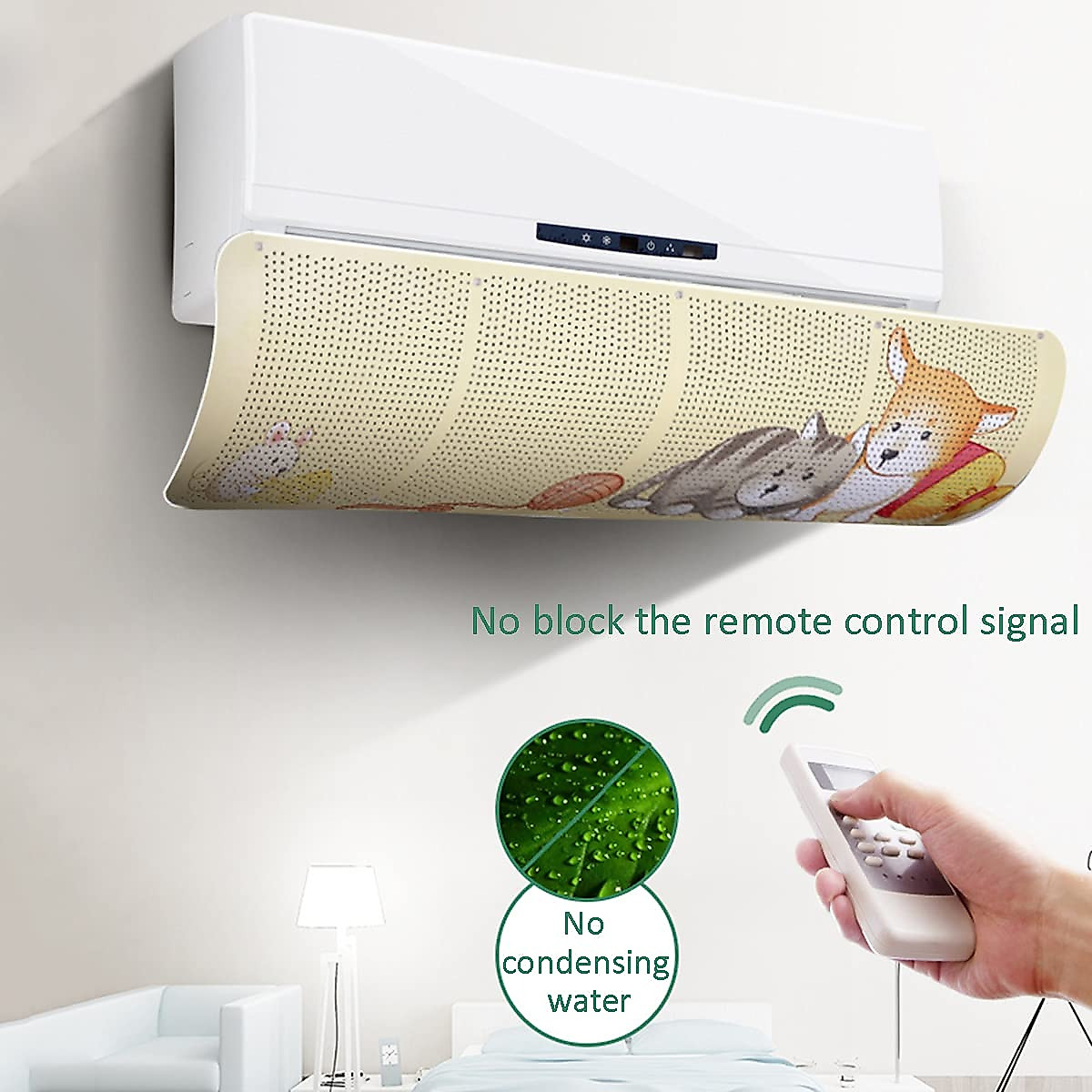 Adjustable Air Conditioner Deflector Vent Deflector, Anti Direct Blowing Baffles Air Conditioning Cover Retractable Air Outlet Wind Shield for Home (Front Hanging-Air Balloon, 35.4x10.6 Inch)