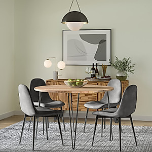 SIMPLIHOME Hunter Round Dining Table, Solid Mango Wood Tabletop in Natural and Powder-Coated Iron Metal Base in Black, 45-inches Round, Modern Industrial Kitchen Table for up to 4 People