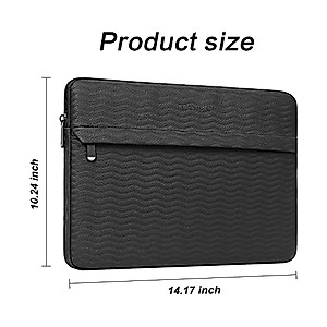 MOSISO Laptop Sleeve Case Compatible with MacBook Air/Pro, 13-13.3 inch Notebook, Compatible with MacBook Pro 14 inch 2023-2021 A2779 M2 A2442 M1, PU Leather Wave Grain Bag with Handy Strap, Black