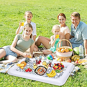 Jxzdle 4 Pack Inflatable Ice Serving Bar Pool Party Buffet Drink Cooler Floating Ice Tray Food Drink Containers for Summer Parties with Inflatorce