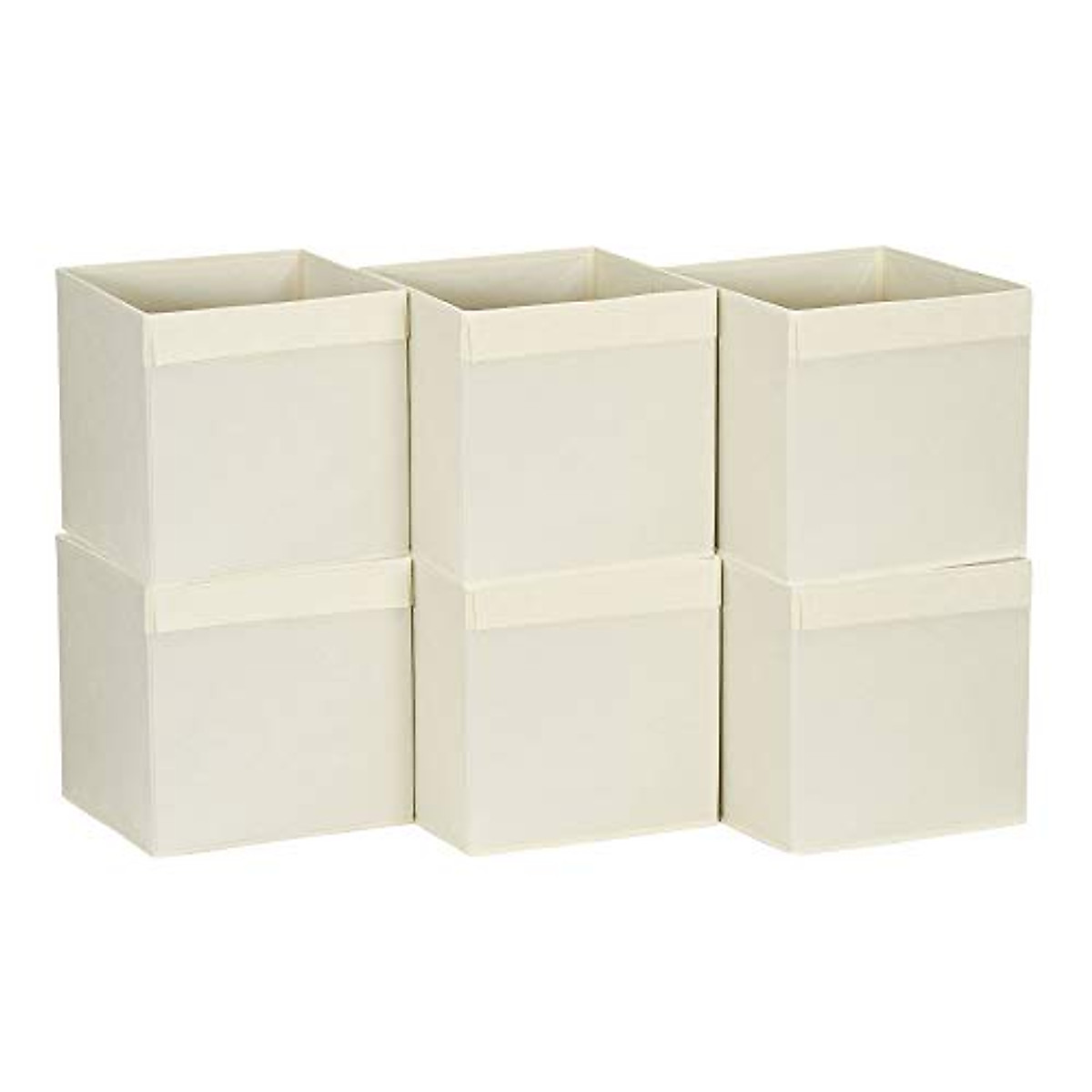 Hosuehold Essentials Household Essentials 88-1 Foldable Fabric Storage Bins | Set of 6 Cubby Cubes with Flap Handle, Beige