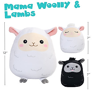 BenBen Lamb Plush Toy, Set of 3, 12" and 7'' Squishy Lamb Stuffed Animals, Kawaii Sheep Plushies Gift for Kids, Cute Plush Pillow, Easter Basket Stuffers
