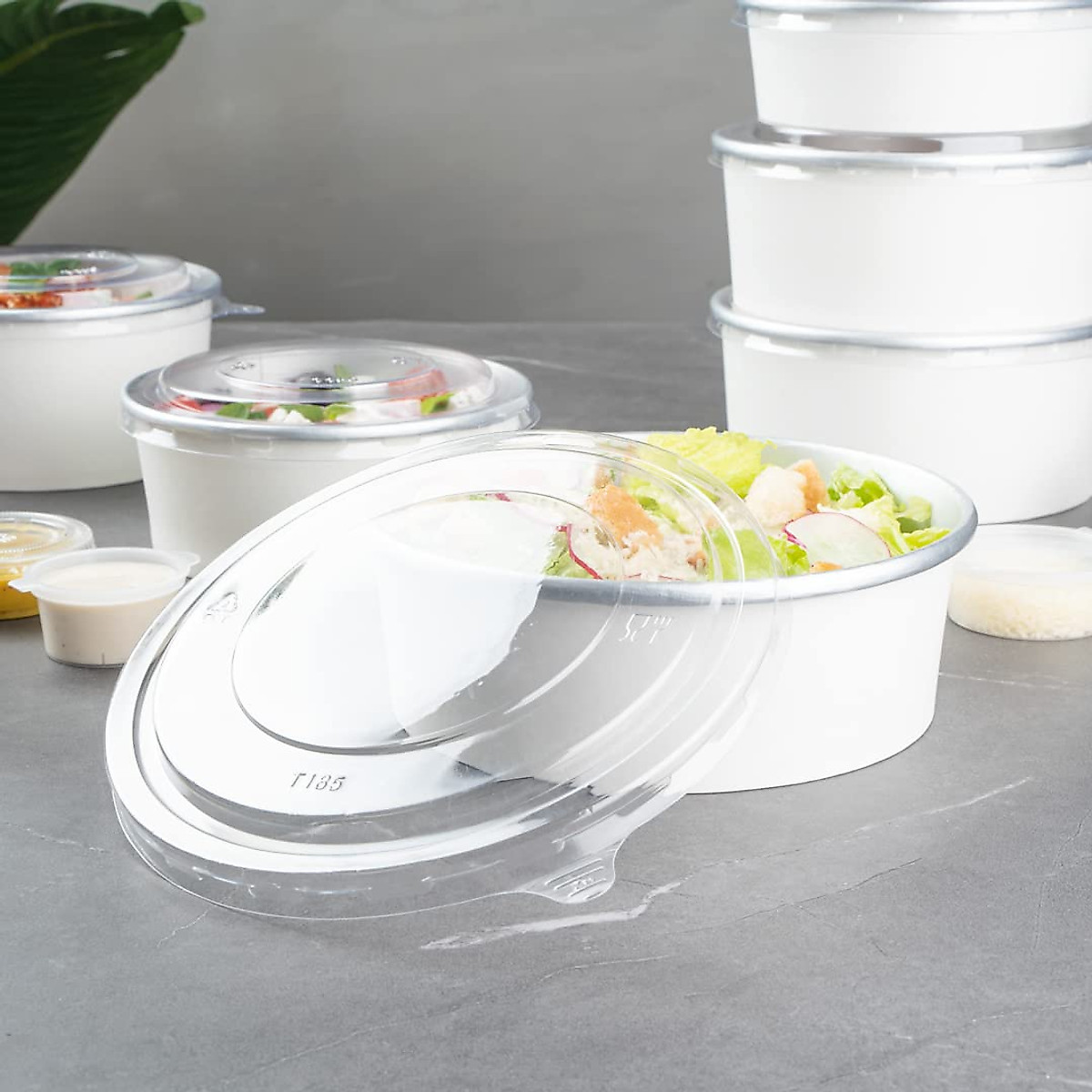 Restaurantware LIDS ONLY: Foil Lux Lids For 45 OZ Take Out Containers 200 Lift Tab Lids For Food Containers - Disposable Clear Plastic Food Container Lids Containers Sold Separately