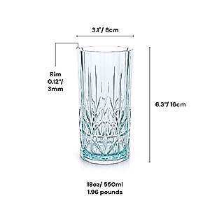 BELLAFORTE Shatterproof Tritan Tall Tumbler, Set of 4, 18oz - Myrtle Beach Drinking Glasses - Unbreakable Plastic Drinking Glasses for Gifting, Parties, New Year - BPA Free - Dishwasher Safe - Teal