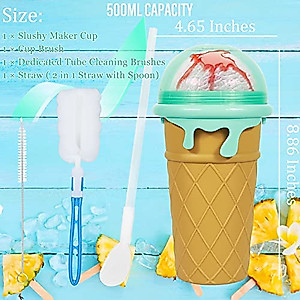Slushie Maker Cup, 500ml Magic Quick Frozen Smoothies Cup, Portable Squeeze Cup Slushy Maker, Summer Juice Ice Cream Cup Freeze Double Layer Squeeze Cup for Family DIY Homemade