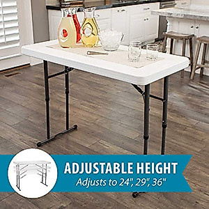 LIFETIME 80160 Commercial Height Adjustable Folding Utility Table, 4 Feet, White Granite & Coleman Broadband Mesh Quad Camping Chair
