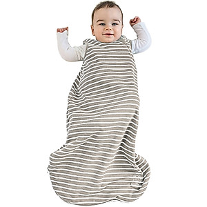 Woolino 4 Season Classic Baby Sleep Bag - Merino Wool and Organic Cotton - Two-Way Zipper Newborn Sleeping Sack - Infant Wearable Blanket - 0-6 Months - Earth