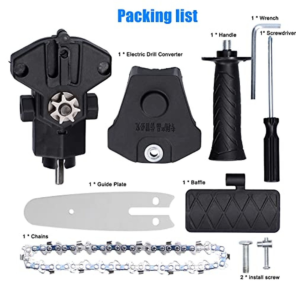 Weytoll 4 Inch Electric Drill Modified To Electric Chainsaw Drill Attachment, Drill Chainsaw Attachment Practical Modification Tool Set Woodworking Chainsaw for Drill