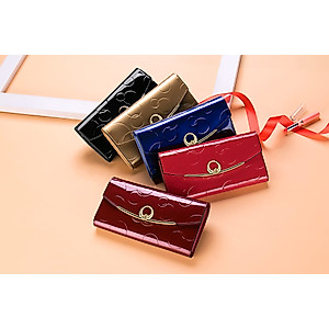 LYRRSH Women's Wallet Leather Long RFID Blocking Large-capacity Wallet Multifunctional Anti-theft Credit Card Holder (blue), 19cm*10cm*3.5cm