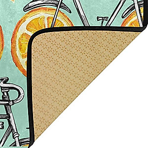 ALAZA Kitchen Mats for Floor, Yellow Lemon Kitchen Rug Doormat for Kitchen Bathroom Decor 39 x 20 Inch Bicycles with Orange Wheels