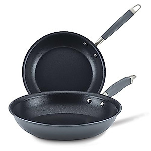 Anolon Advanced Home Hard-Anodized Nonstick Skillets (2 Piece Set- 10.25-Inch & 12.75-Inch, Moonstone)