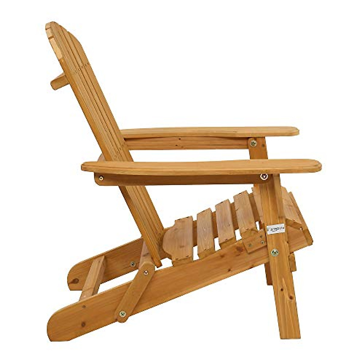 VINGLI Wooden Adirondack Chair 350 LBs Support Ergonomic Design, Folding Outdoor Patio Fire Pit Lounge Armchair Furniture w/Natural Finish, for Beach, Poolside, Balcony