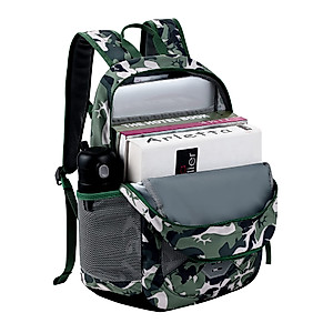 LandTrek Kids Backpack for Boys , Kindergarten Elementary Bookbags, Preschool Backpack, Ideal for School & Travel Backpacks (Camouflage, 17.5 Inch)