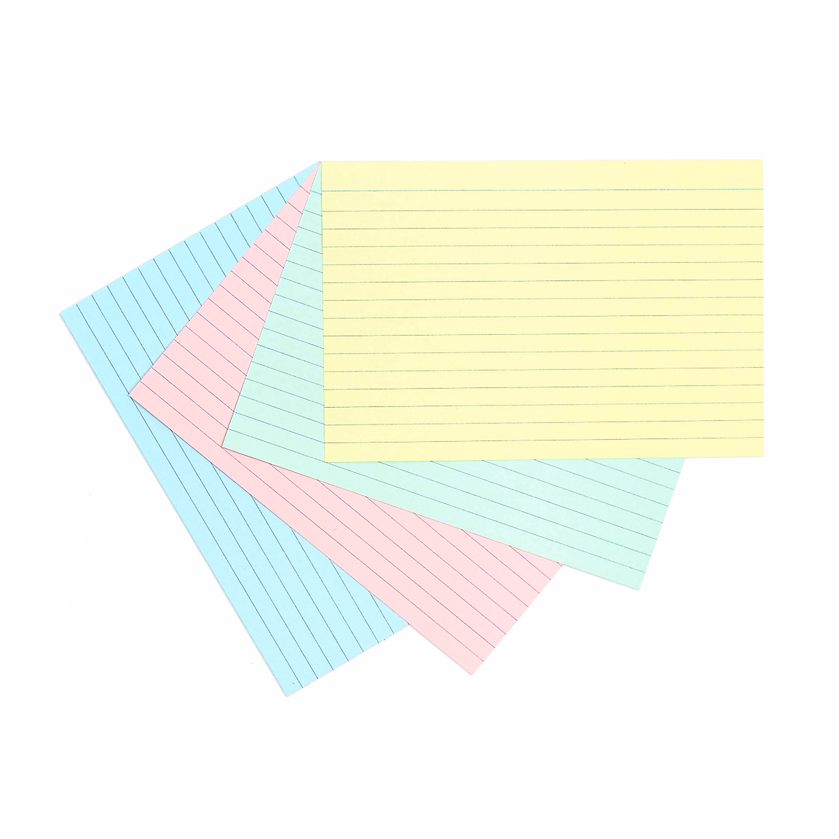 Silvine 6x4" Multi-Coloured Record Cards - Lined with Headline, 100 Cards per Pack. Ref 564AC (152 x 101mm)