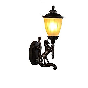 PEHUB Modern Simple Resin Wall Lamp Pure Copper Horse Outline in Gold Sconce Outdoor Waterproof Illumination Wall Light E27 Exterior Light Fixture
