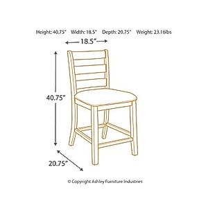 Signature Design by Ashley Rokane Upholstered 24.75" Counter Height Bar Stool, 2 Count, Brown