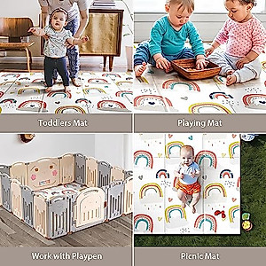 Baby Play Mat, 71x79 Inches Foldable Play Mat, Non-Toxic Waterproof Playmat for Babies and Toddlers Kids, Reversible Baby Crawling Mat for Indoor & Outdoor, Foam Play Mat for Baby