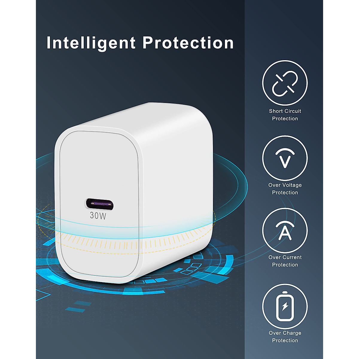 iPad Pro Charger iPad Fast Charger, 30W USB C Fast Wall Charger Blcok with 60W/3A 10FT Long USB C to USB C Cable for iPad Pro 12.9/11 inch, iPad 10th Generation, iPad Air 5/4th, iPad Mini 6