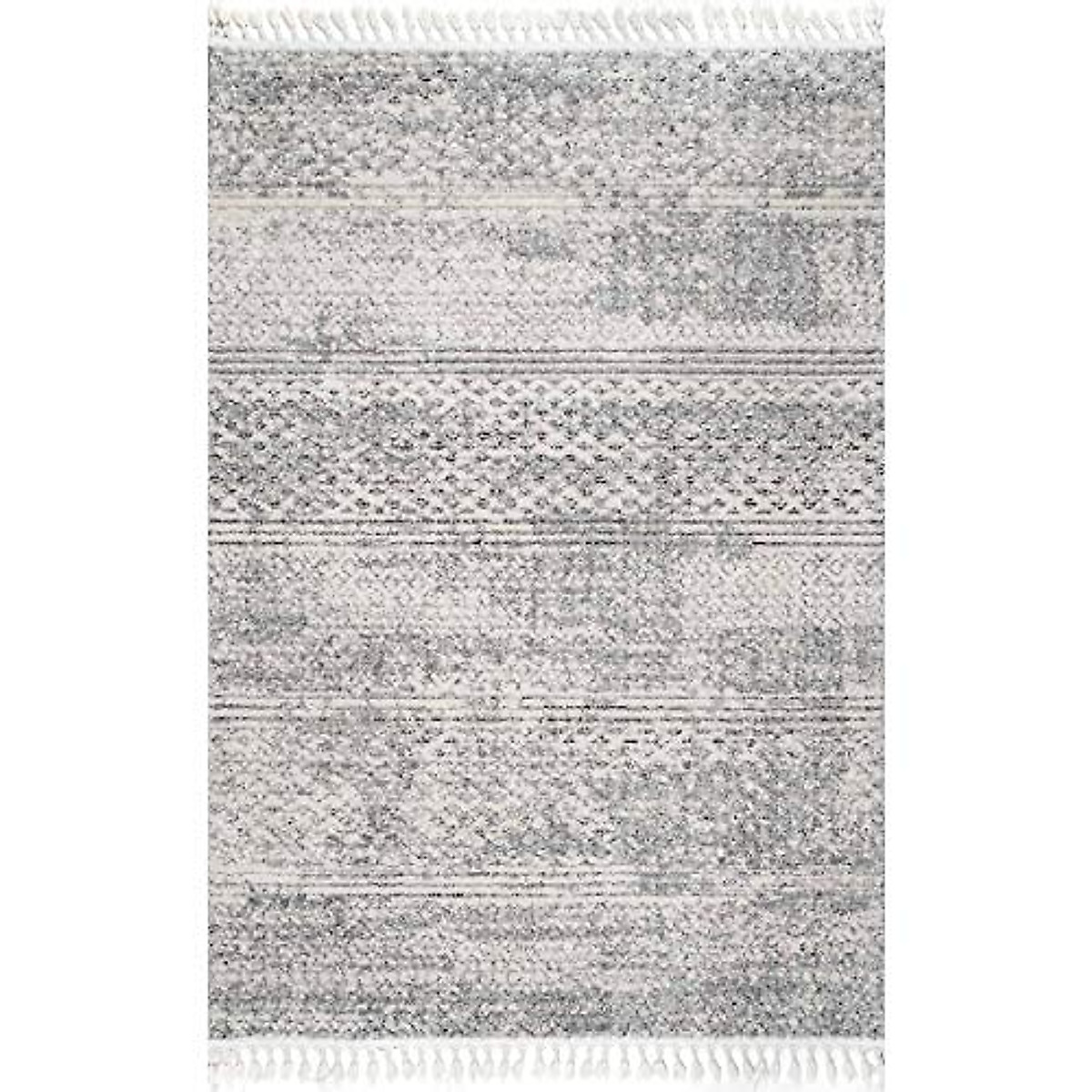 nuLOOM Lira Textured Geometric Tassel Area Rug, 9' x 12', Grey
