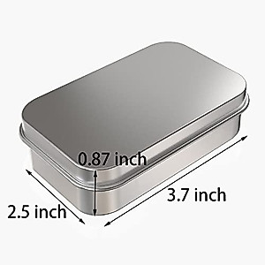 2 Pcs Metal Hinged Tin Box Container Mini Portable Small Storage Container Kit with Lid for Home Storage 3.7x2.3x0.8 inch, Silver