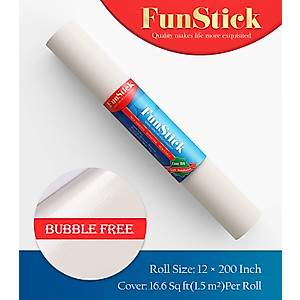 FunStick Solid Cream White Wallpaper Peel and Stick Matte White Contact Paper for Cabinets Self Adhesive Removable Wall Paper Roll Thick Waterproof Vinyl Wallpaper for Drawers Dresser Desk 12" x 200"