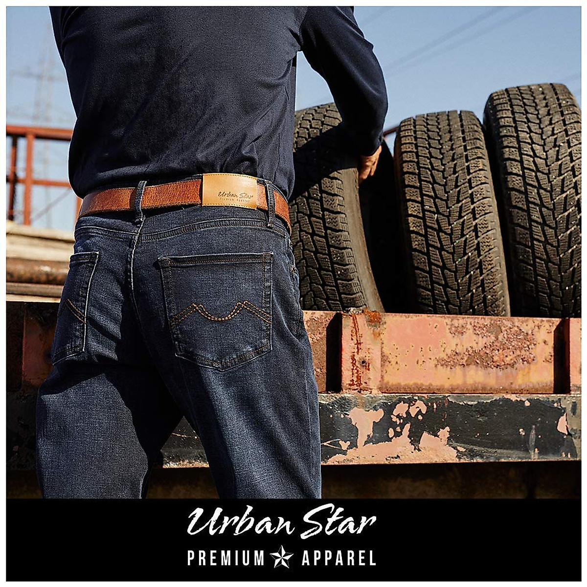 Urban Star Mens Jeans Relaxed Fit – Straight Leg Stretch Jeans for Men – Ultimate Comfort Superflex Pants Dark Blue 38W x 30L