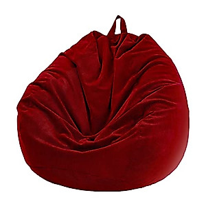 Lukery Bean Bag Chair for Adults (No Filler), Solid Color Bean Bag Cover, Corduroy Bean Bags Comfy Beanbag Lazy Sofa, Stuffed Animal Storage Bean Bag Chairs for Kids (Red,M/33.5x43.3'')
