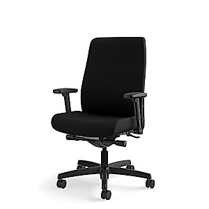 HON Endorse Mid-Back Task Chair- Upholstered Computer Chair for Office Desk, Black (HLWU)