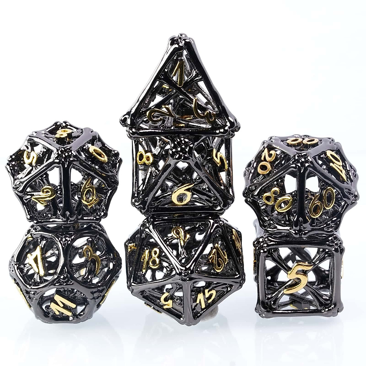 UDIXI Metal DND Dice Set, 7 PCS Bone D&D Dice Set, Polyhedral Dice Set for Role Playing Game MTG Pathfinder (Bone Black Golden)