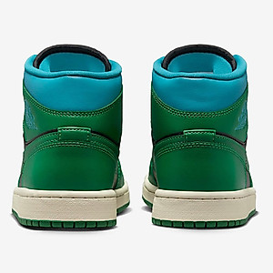 Jordan Women's 1 Mid Black/Lucky Green-Aquatone (BQ6472 033) - 12