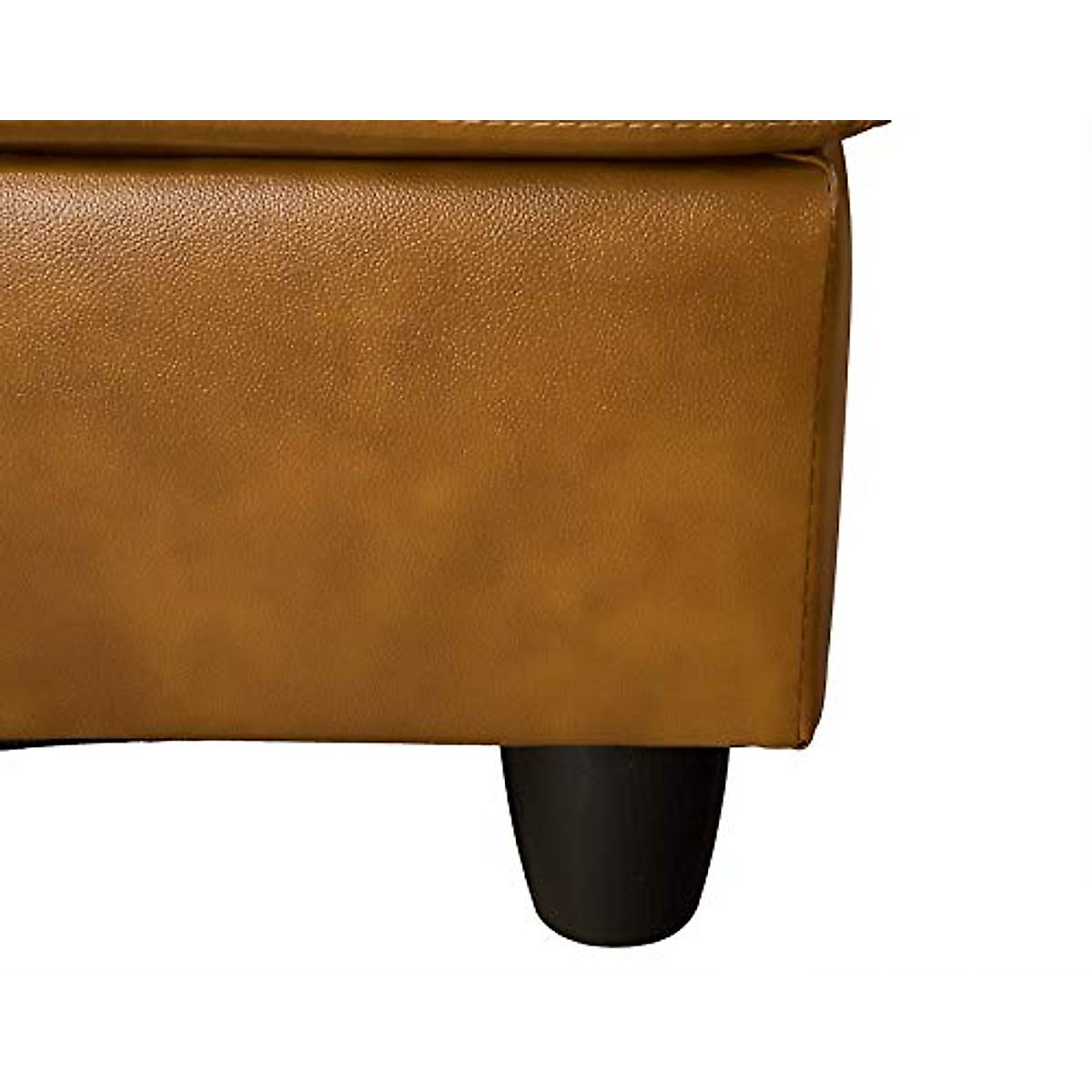 AYCP Contemporary Sectional Sofa w/Chaise and Storage Ottoman|3-Piece L-Shape Living Room Furniture|Faux Leather Upholstery|High-Density Memory Foam Cushions|(2) Toss Pillows (Ginger Left Facing)