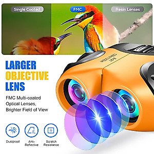 LET'S GO! Outdoor Toys for 3-8 Year Old Boys, DIMY Compact Watreproof Binocular for Kids Boys Easter Gifts for Boys Age 3-8 Best Easter Gifts for Boys Girls Orange DY5