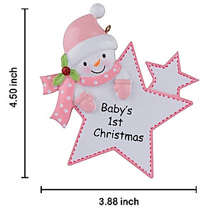 Personalized Baby's First Christmas Ornament - Pink New Baby Ornament 2024 - Baby Girl's 1st Christmas Keepsake Gifts - Baby Announcement - Pink Baby Star Christmas Ornament