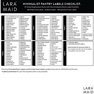263 Minimalist Pantry Label Set, White Text on Black Vinyl Waterproof Label Sticker with Removable Adhesive - Fits on round, square and rectangle glass jars - Organize Baking, Grains, Beans and Snacks
