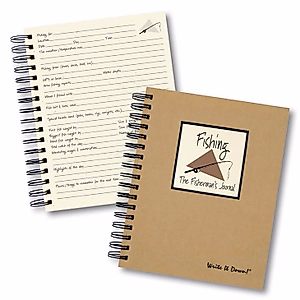 Write it Down Journals Unlimited Series Guided Journal, Fishing, Fisherman's Journal, with a Kraft Hard Cover, Made of Recycled Materials, 7.5"x 9"