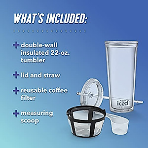 Mr. Coffee Iced Coffee Maker, Single Serve Machine with 22-Ounce Tumbler and Reusable Coffee Filter, Black