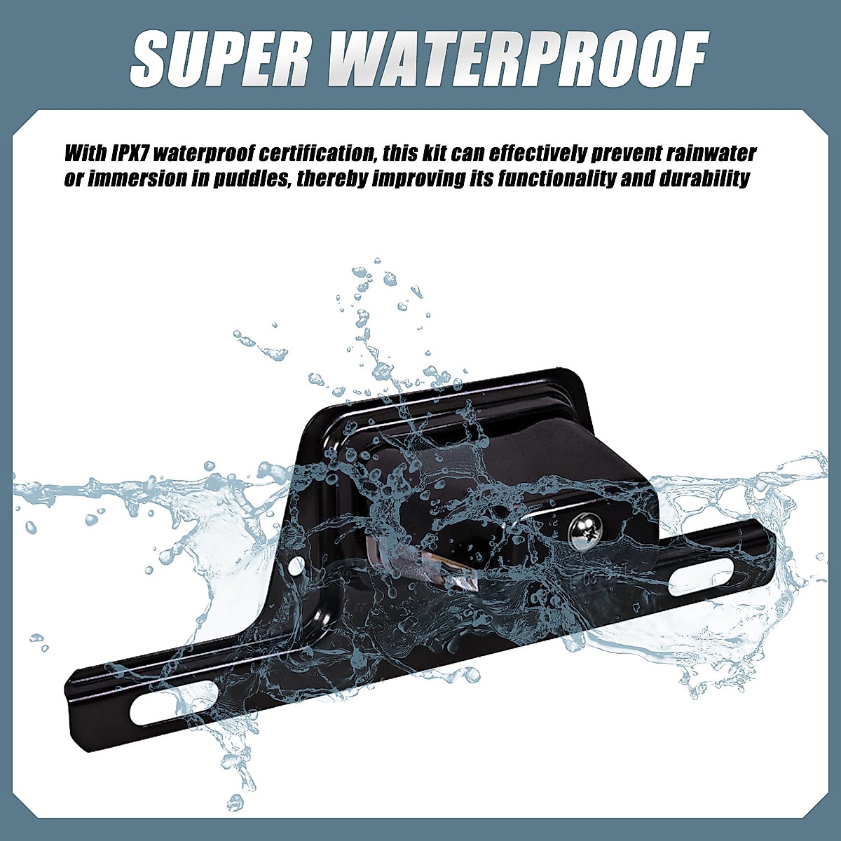 gunhunt 1 PC Truck License Plate Light, 8.4" x 2.9" x 2.3" 2 LED License Plate Light IP67 Waterproof Dustproof with Mounting Bracket, Drain Hole Light Holder Bracket, Universal for Trucks (Black)