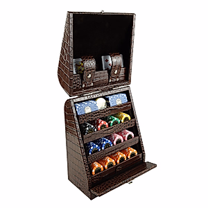 Bello Games Collezioni - Piazza Della Stazione Luxury Poker Set from Italy in a Genuine Leather Croco Printed Case