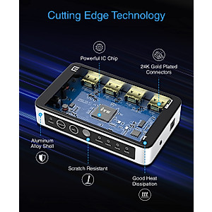 Kinivo HDMI Switch with Audio Extractor 360BNT (3 in one out, Toslink Optical Audio Port, SPDIF, 4K 60Hz, High Speed 18Gbps, IR Remote) - Compatible with Roku, PS5, Xbox, Apple TV, Dolby Digital/Atmos