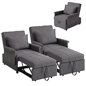 BINGTOO 2 Pcs Convertible Chair 3 in 1 Multi-Function Folding Ottoman Sofa Sleeper Bed, Pull Out Sleeper Chair Bed- Modern Convertible Chair Bed Adjustable Backrest Sleeper Couch Bed for Living Room……