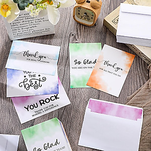 Jetec 100 Set Employee Appreciation Cards with Envelopes Thank You Gifts for Staff Team Inspirational Greeting Cards Work Anniversary Birthday Appreciation Cards, Watercolor Design