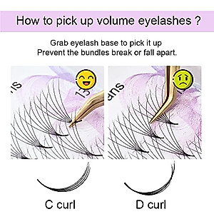NAGARAKU Premade Fans Eyelash Extensions 320 Fans 5D Volume 0.07mm D curl 9-14mm Mix Tray Sharp Narrow Stem Clusters Thin Pointy Base Russian Pre Fanned Fluffy Matte Black