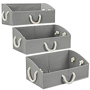 Sorbus Storage Bins [3-Pack] Fabric Storage Baskets, Foldable Closet Organizer Trapezoid Storage Box (Grey)