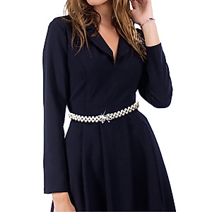 Cosydays Pearl Waist Belt Butterfly Waist Chains Elastic Dress Belt Rhinestone Waistband Jewelry for Women and Girls (Bow1)