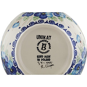 Polish Pottery Bowl 6-inch Blue Pansy