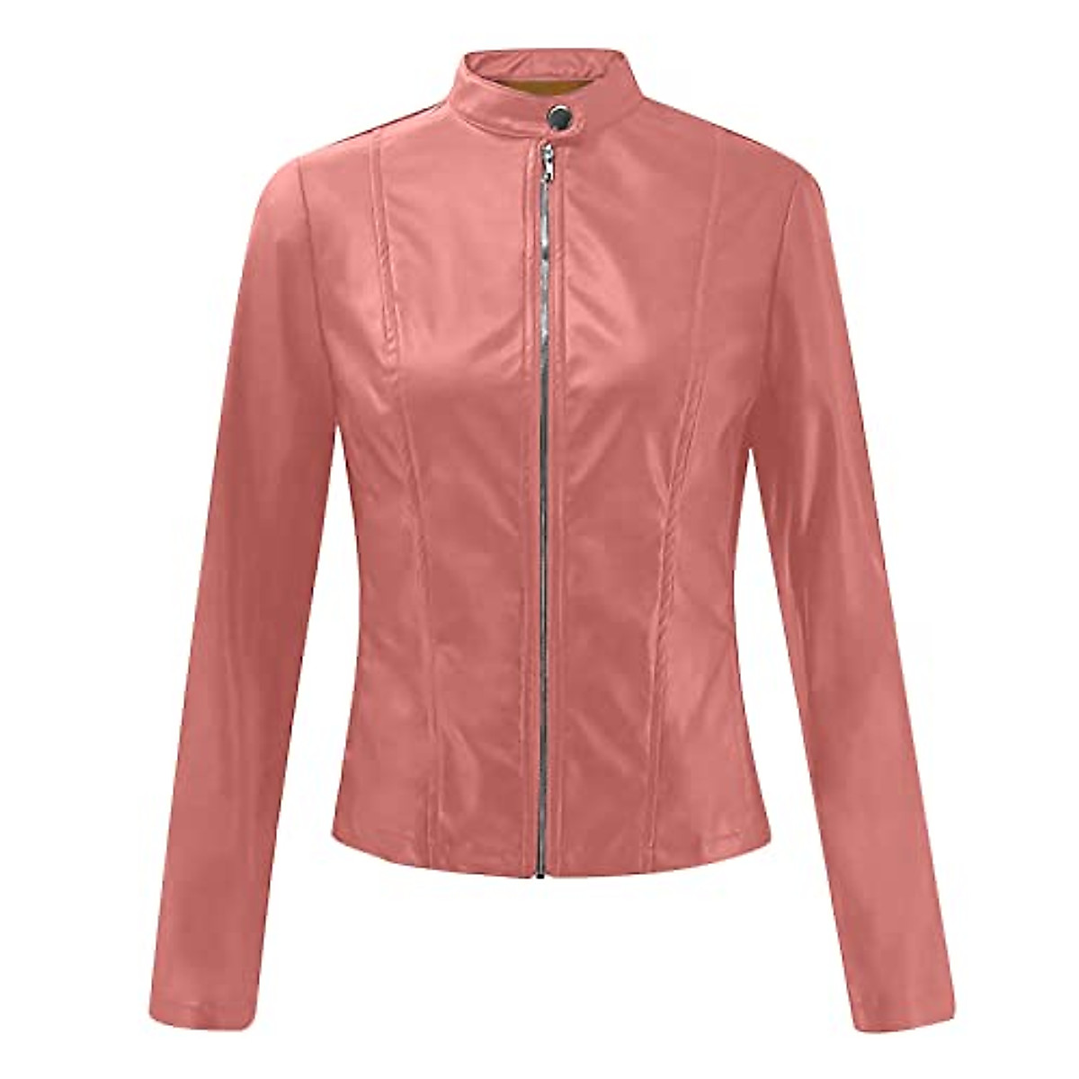 Leather Jackets for Women, Faux Leather Motorcycle Jacket for Women 2023 Plus Size Casual Coats Vintage Biker Jackets Long Sleeves Cropped Coats Lapels Leather Jacket