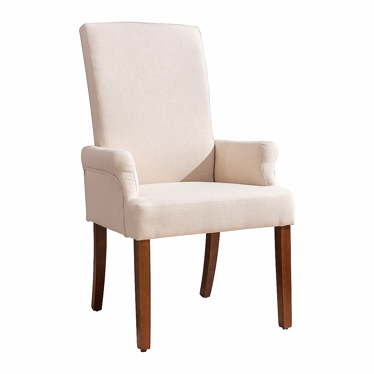 Restworld Dining Room Chairs with Arms,Tufted Upholstered High Back Nailed Trim with Untique Oak Wood Legs for Kitchen Restaurant Room Bedroom (Ivory, SingleA)