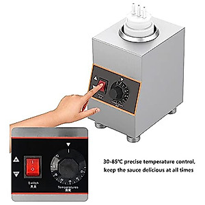 ALSUP Commercial 1 Bottle Topping Electric Sauce Warmer Dispenser Cheese Dispenser with Pump Hot Fudge Cheese Caramel Jam Sauce Warming 30-85℃
