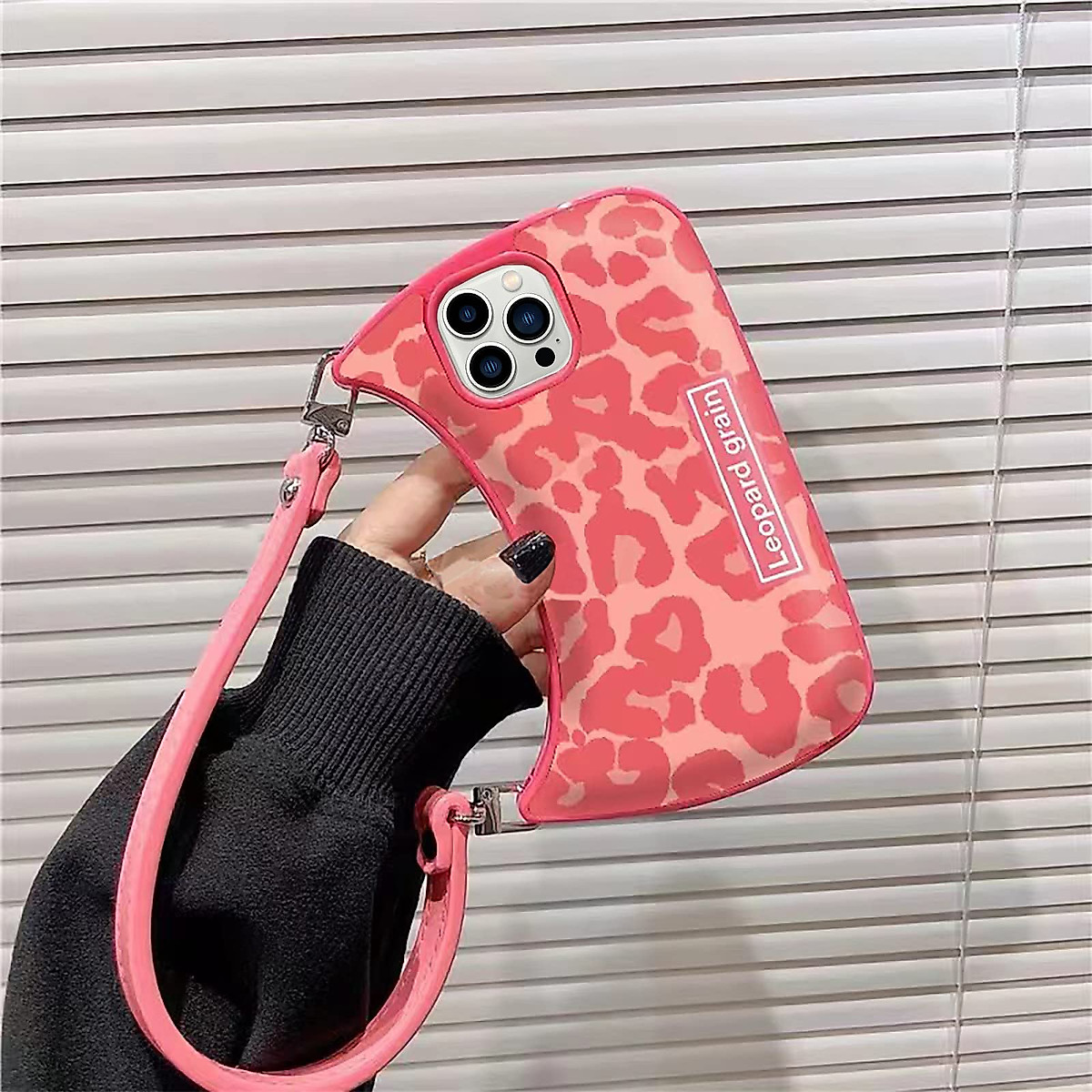 Compatible with iPhone 13 Pro Max Case Cute Aesthetic Pink Leopard Print Wallet-Shaped with Strap Bracelet Chain Shockproof Protective Case for Women Girls