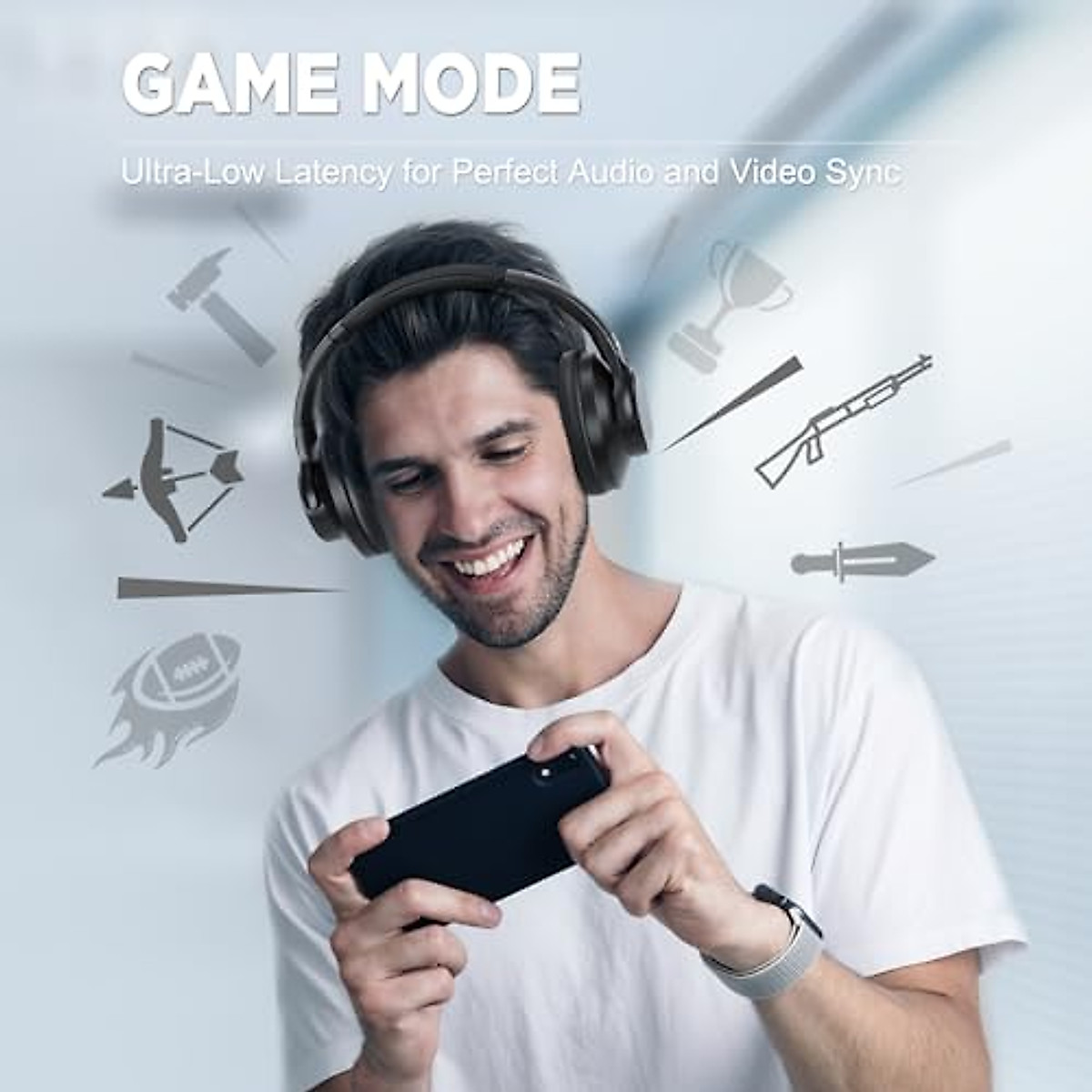 TUINYO Wireless Headphones Noise Cancelling Over Ear Bluetooth Headphones with 60H Playtime, Deep Bass Hi-Fi Stereo Sound & Comfortable Earpads for Travel, Home and Office-Black …